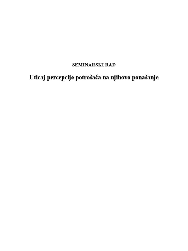 Uticaj Percepcije Potrosaca Na Njihovo Ponasanje | PDF