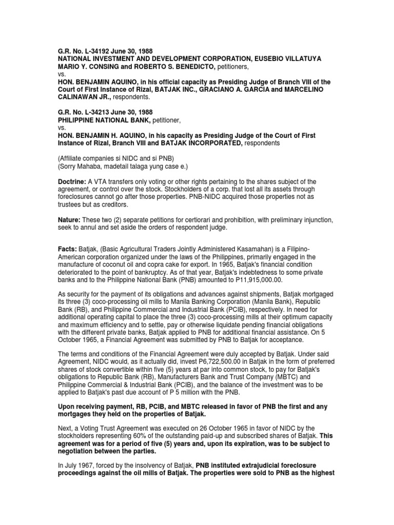 NIDC v. Aquino | PDF | Foreclosure | Mortgage Law