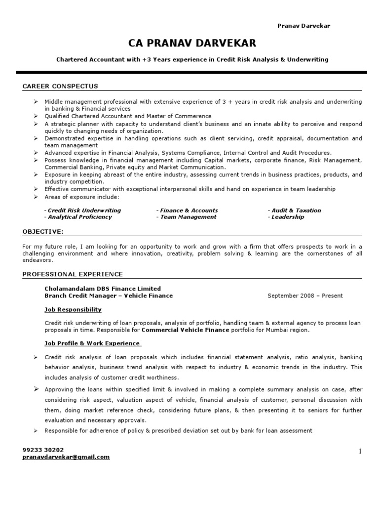 Pranav (1) .Darvekar CV | PDF | Accounting | Audit