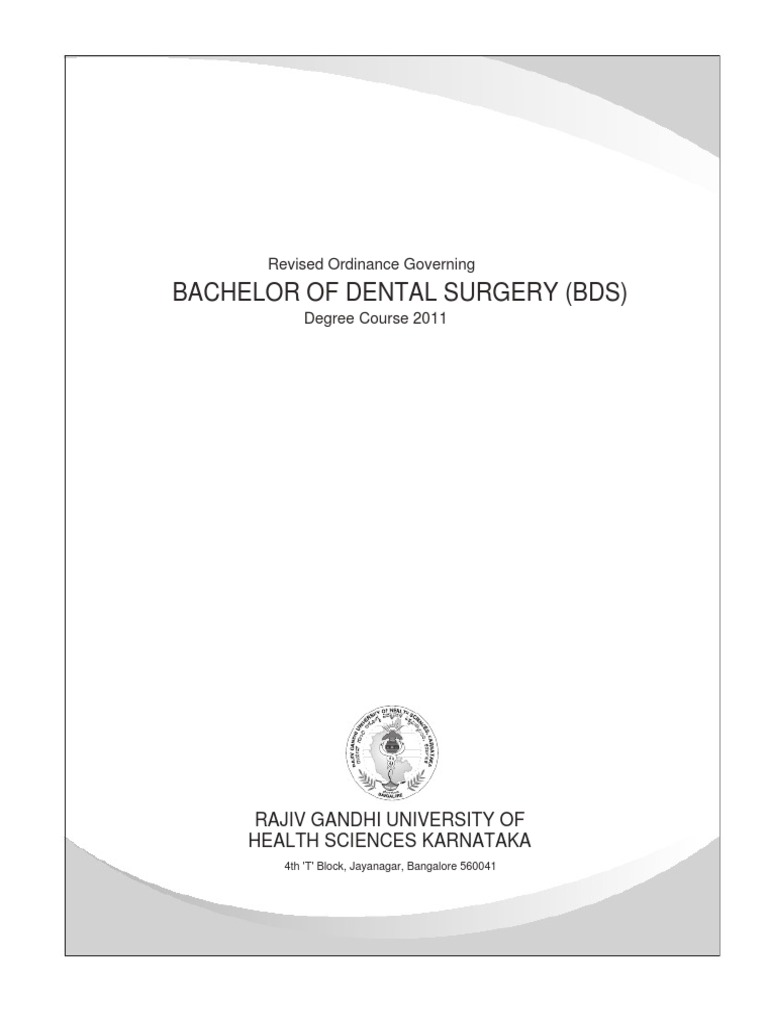 BDS Curriculum (1st Year - Final Year) RGUHS | PDF | Dental Degree | Neck