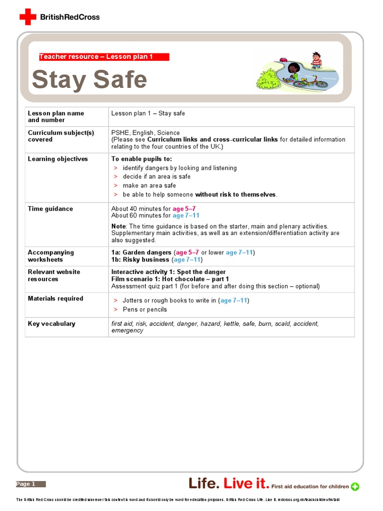 Stay Safe Lesson Plan for Kids | PDF | Risk | Lesson Plan