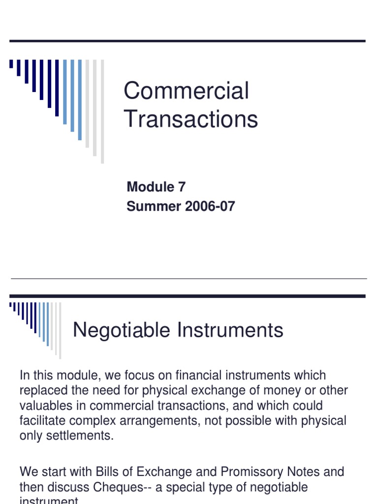 Negotiable Instruments | PDF | Negotiable Instrument | Cheque