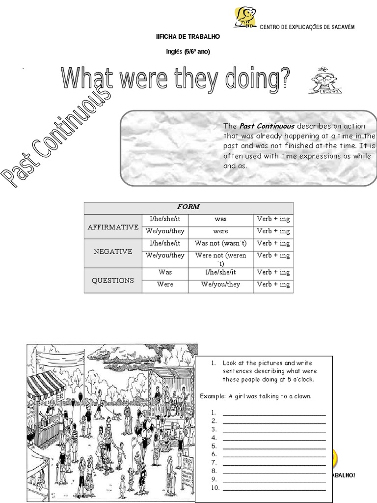 Past Continuous Worksheet for 5th Grade | PDF