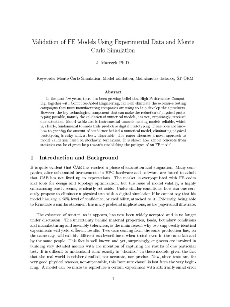 FE Model Validation with Monte Carlo | PDF | Computer Simulation ...