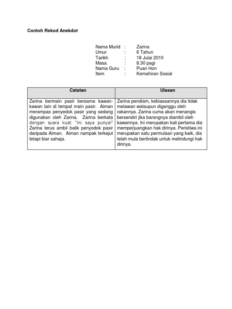 Rekod Anekdot | PDF