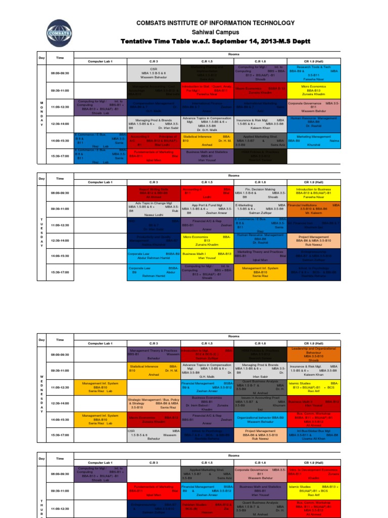 Timetable MS Version 4 | PDF