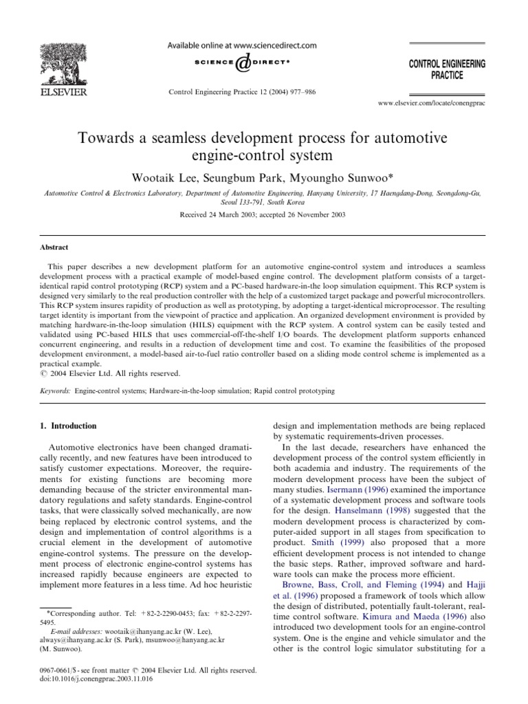 Towards A Seamless Development Process For Automotive Engine Control ...
