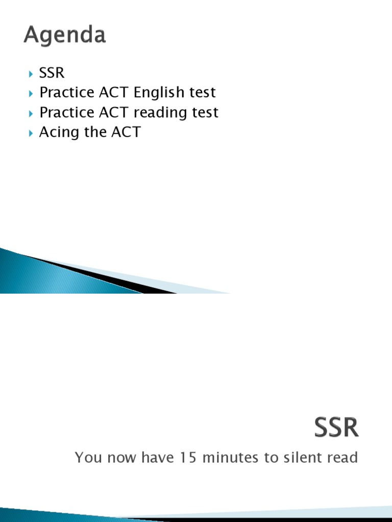 SSR Practice ACT English Test Practice ACT Reading Test Acing The ACT ...