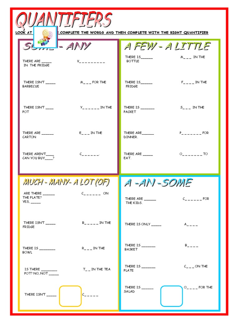 Fill-in-the-Blanks Food Quantifiers | PDF