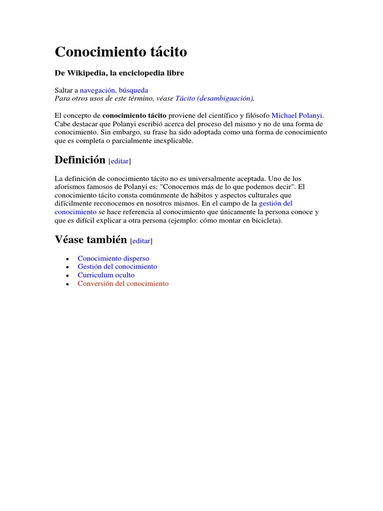 Conocimiento Tácito | PDF