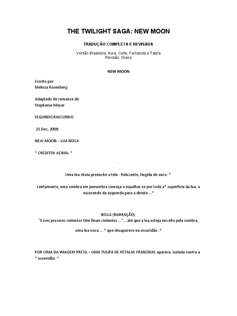 Script de New Moon (Twilight) - Filme | PDF | Crepúsculo (série ...
