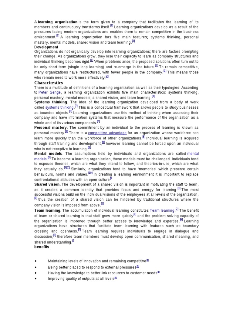 Learning Organization Pdf Systems Science Action Philosophy