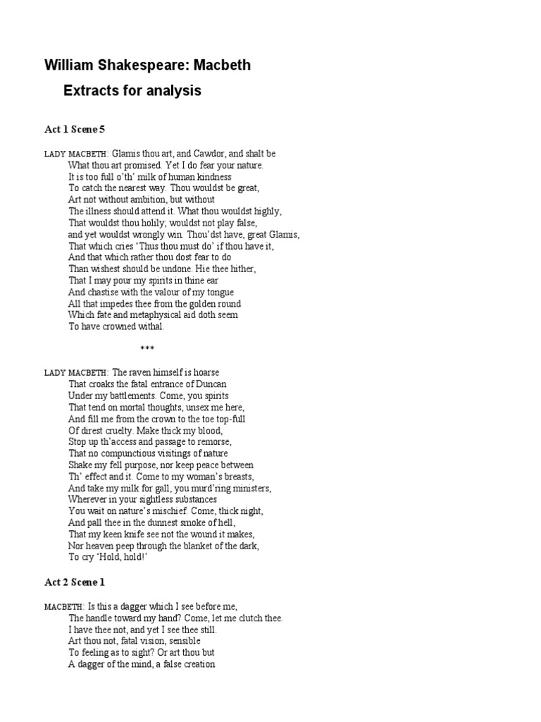 Shakespeare -- Macbeth: Extracts | Macbeth | Thou