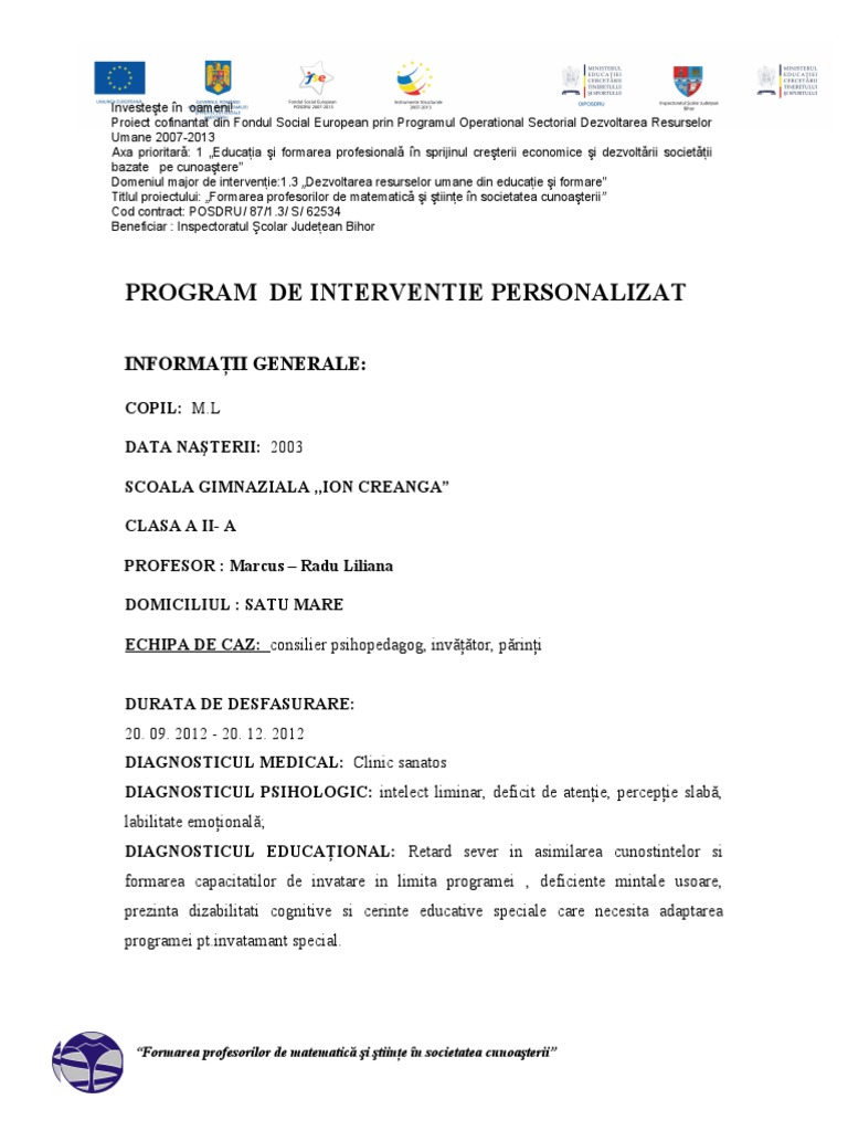 Plan de Interventie Personalizat
