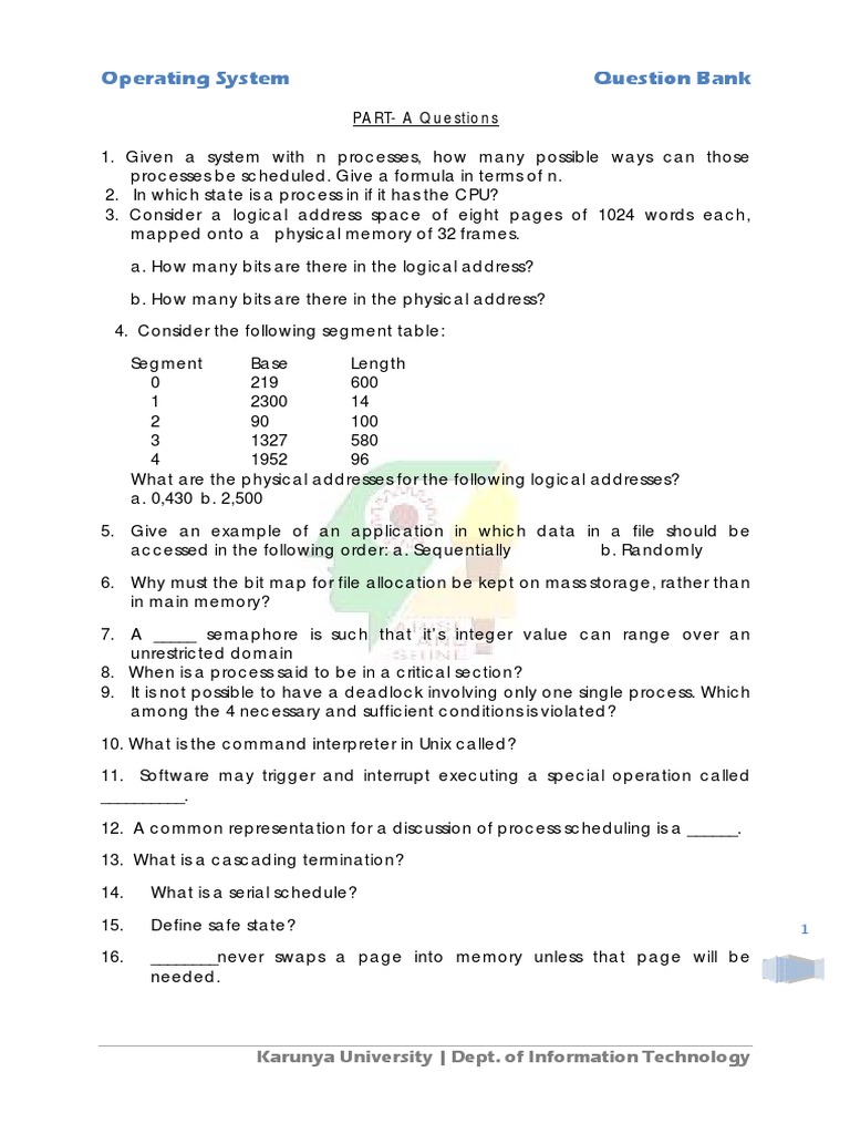 Operating System Question Bank | PDF | Scheduling (Computing) | Thread (Computing)