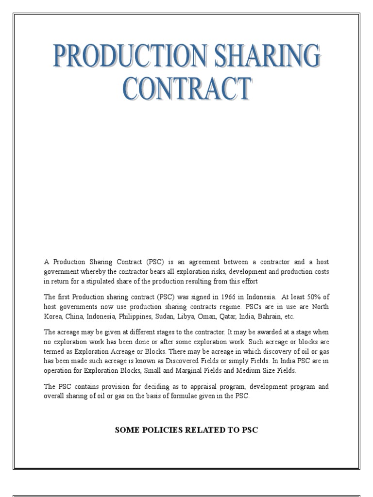 Production Sharing Contract | Oil Well | Petroleum