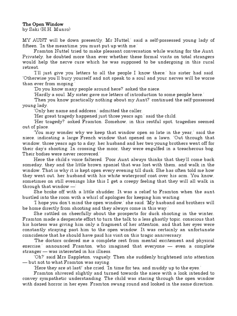 The Open Window by Saki | Saki