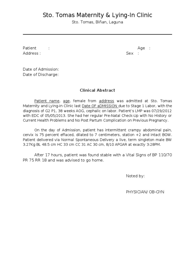 CLINICAL ABSTRACT Template | PDF