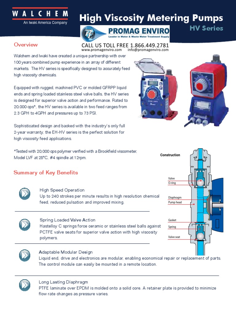 Walchem Pump EH-HV Series Brochure, EWN, EHE35E1, EHE35E2 | PDF | Valve ...