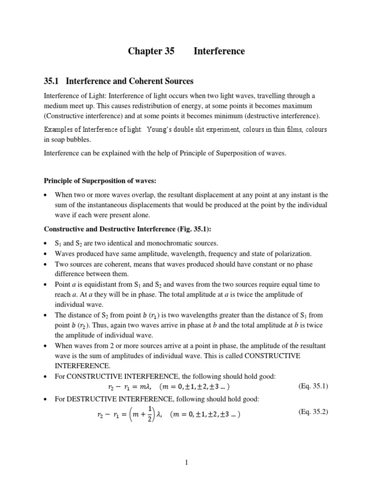 Chapter 35 Interference PDF | PDF | Interference (Wave Propagation) | Reflection (Physics)