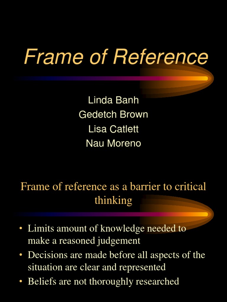 Understanding Frame of Reference Barriers | PDF | Critical Thinking ...