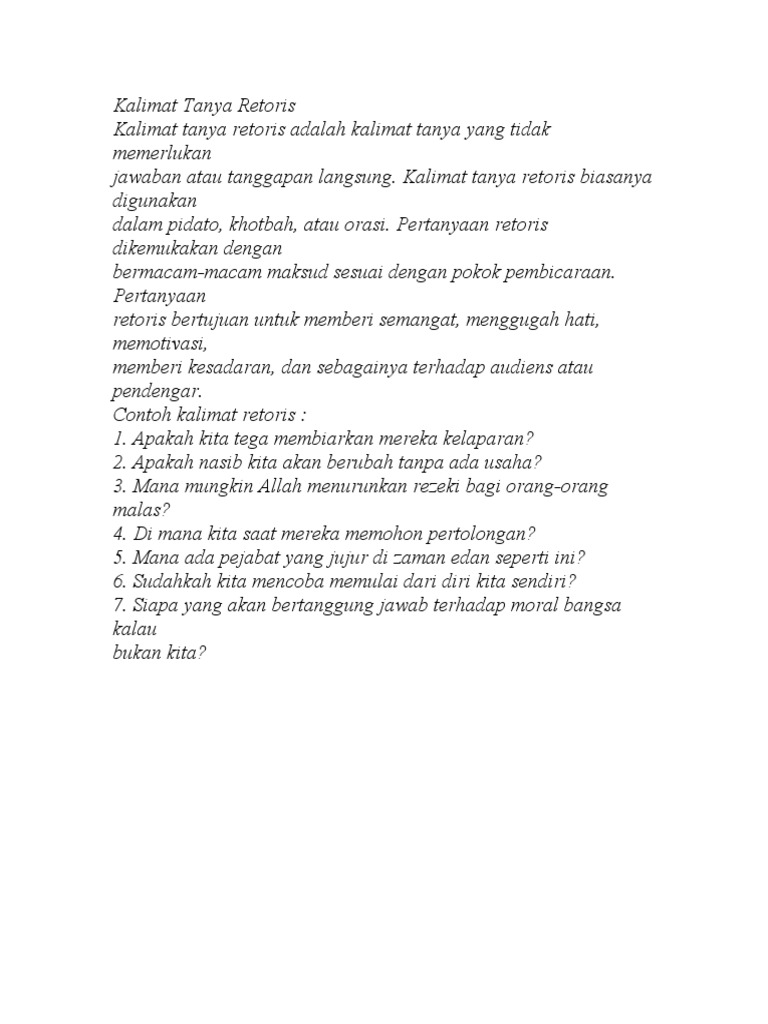 Kalimat Tanya Retoris Dan Idiom Ungkapan | PDF