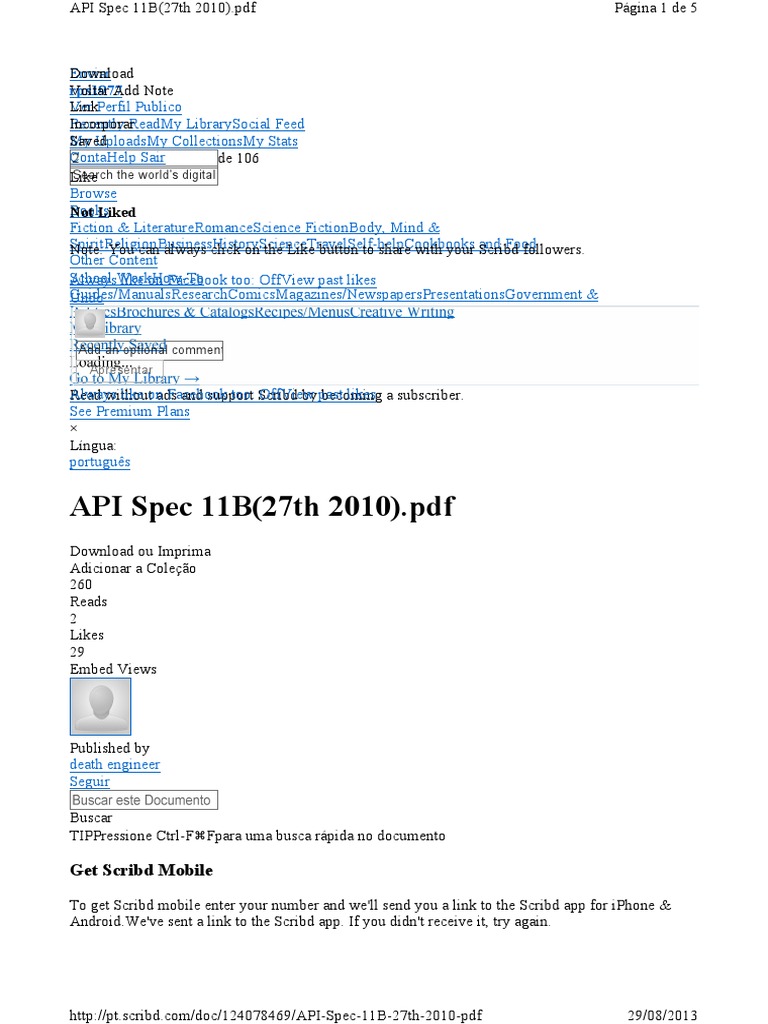 PT - Scribd.com Doc 124078469 API-Spec-11B-27th-2010 PDF | PDF | Scribd ...
