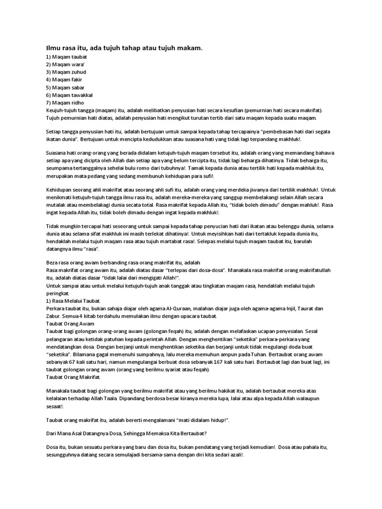 Ilmu Rasa Tok Kenali | PDF