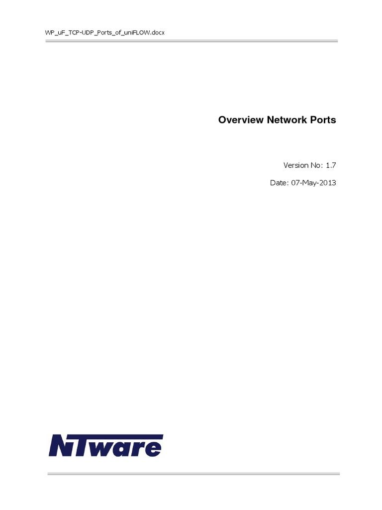 WP Uf Tcp-Udp Ports of Uniflow - V1.7 | PDF | Port (Computer Networking) | Hypertext Transfer ...