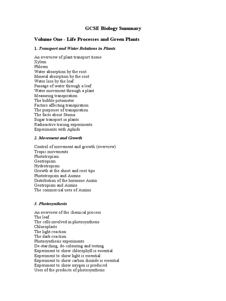 GCSE Biology Summary: Key Concepts | PDF