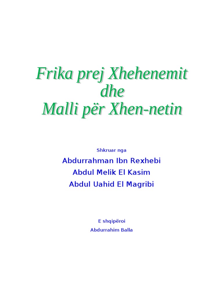 Frika Prej Xhehenemit Dhe Malli Per Xhenetin | PDF