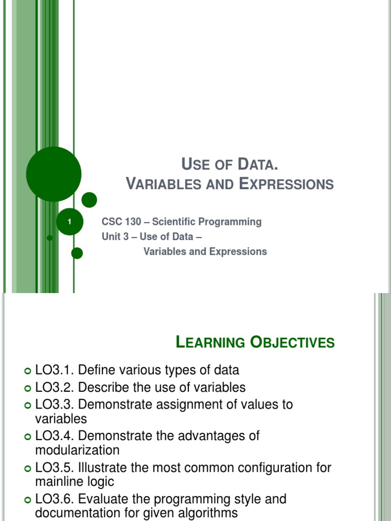 Unit3lecture1 Variablesandexpressions Pdf Data Type Integer