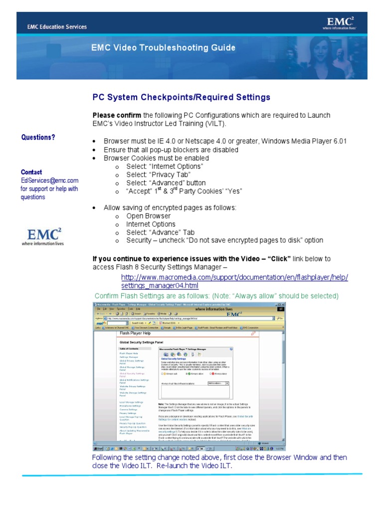 EMC Video Training Setup Guide | PDF