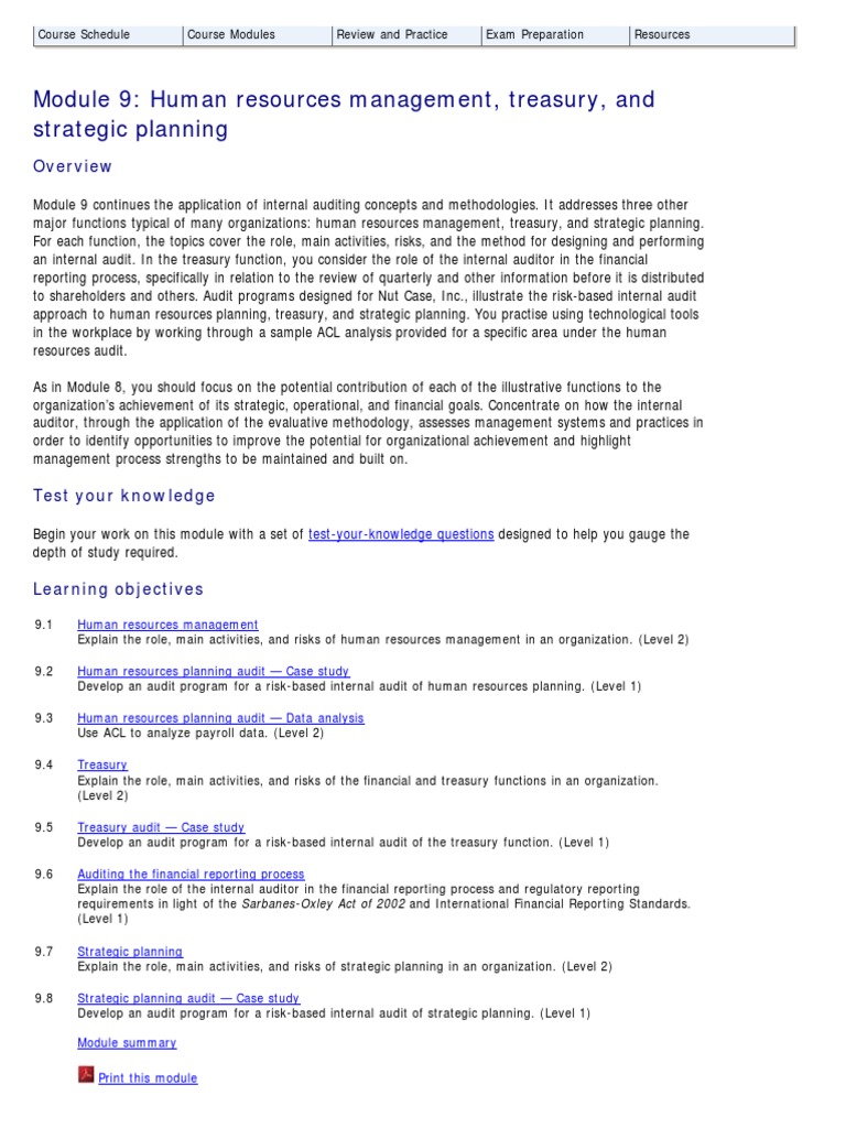MU1 Module 9 Notes | PDF | Internal Audit | Strategic Planning