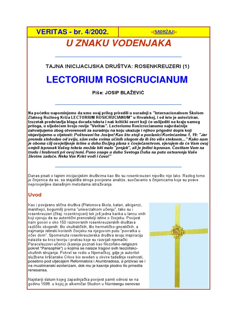 Lectorium Rosicrucianum Tj. "Rozenkrojceri" | PDF