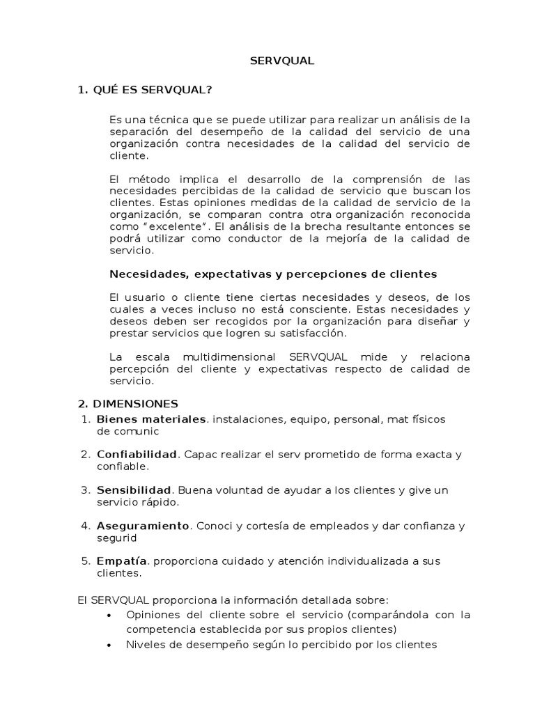 Sistema Servqual | PDF