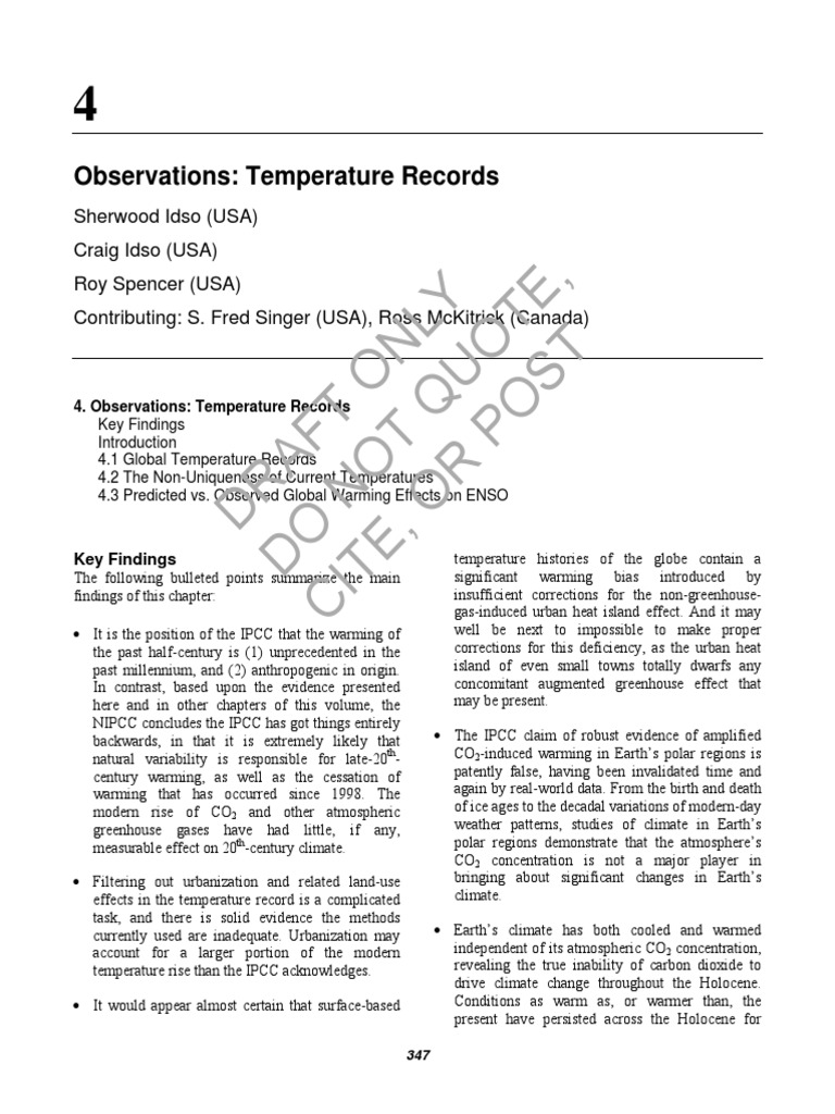 Nipcc II Chapter 4 Temperature Draft Only | PDF | Intergovernmental ...
