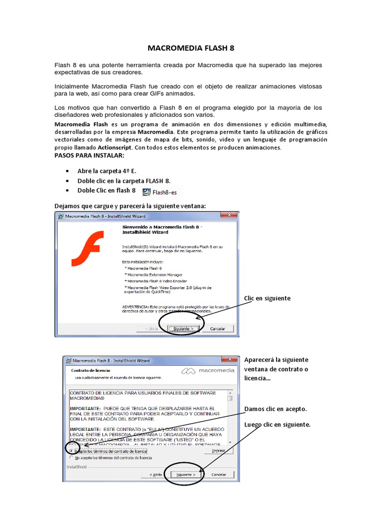 Guía de Instalación de Macromedia Flash 8 | PDF | Adobe Flash | Áreas ...