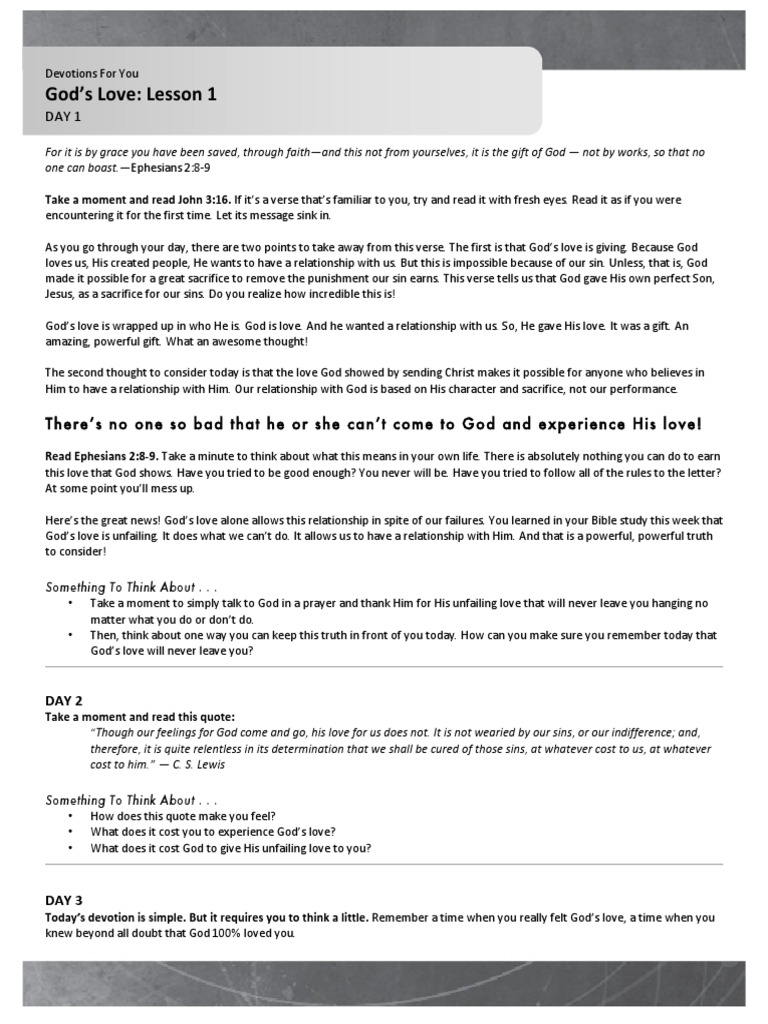 Devotions on God's Love | PDF | Sin | Jesus