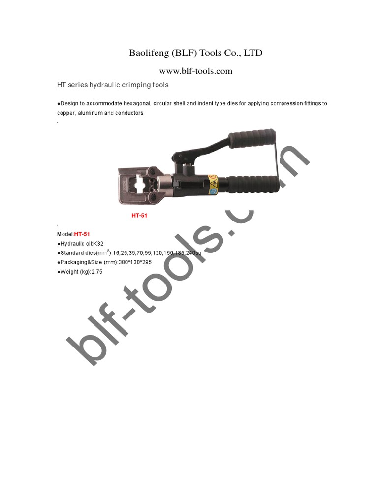 HT Series Hydraulic Crimping Tools | PDF