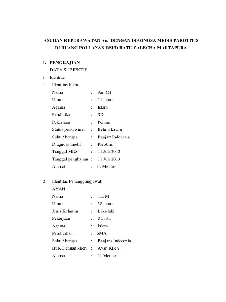 Asuhan Keperawatan Parotitis Anak | PDF