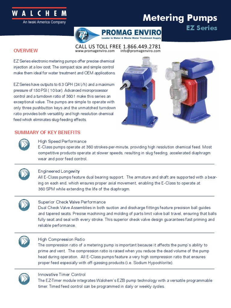 Walchem Pump EZ Series Brochure, EZB, EZC | Pump | Valve | Free 30-day ...