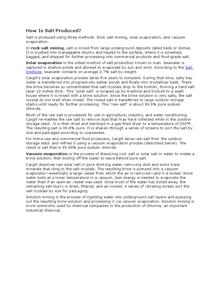 How Is Salt Produced | PDF | Sodium Chloride | Salt