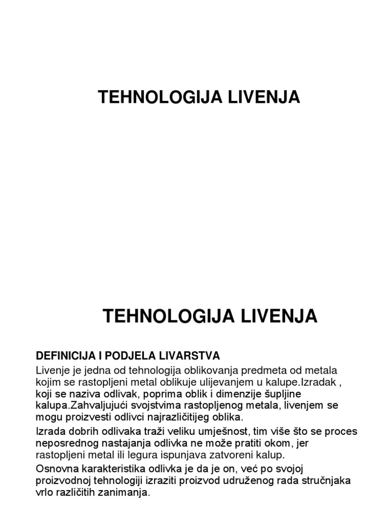 Livenje Tehnologija Obrade | PDF