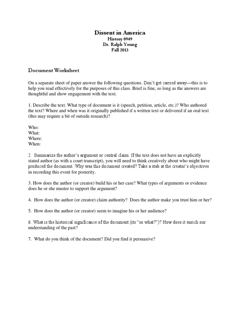 Analyzing Dissent in American History | PDF | Primary Sources | Textbook