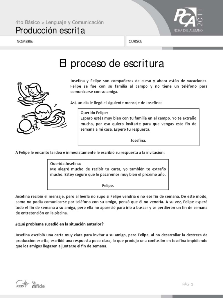 Ficha 9, Producción escrita | Escritura | Verbo