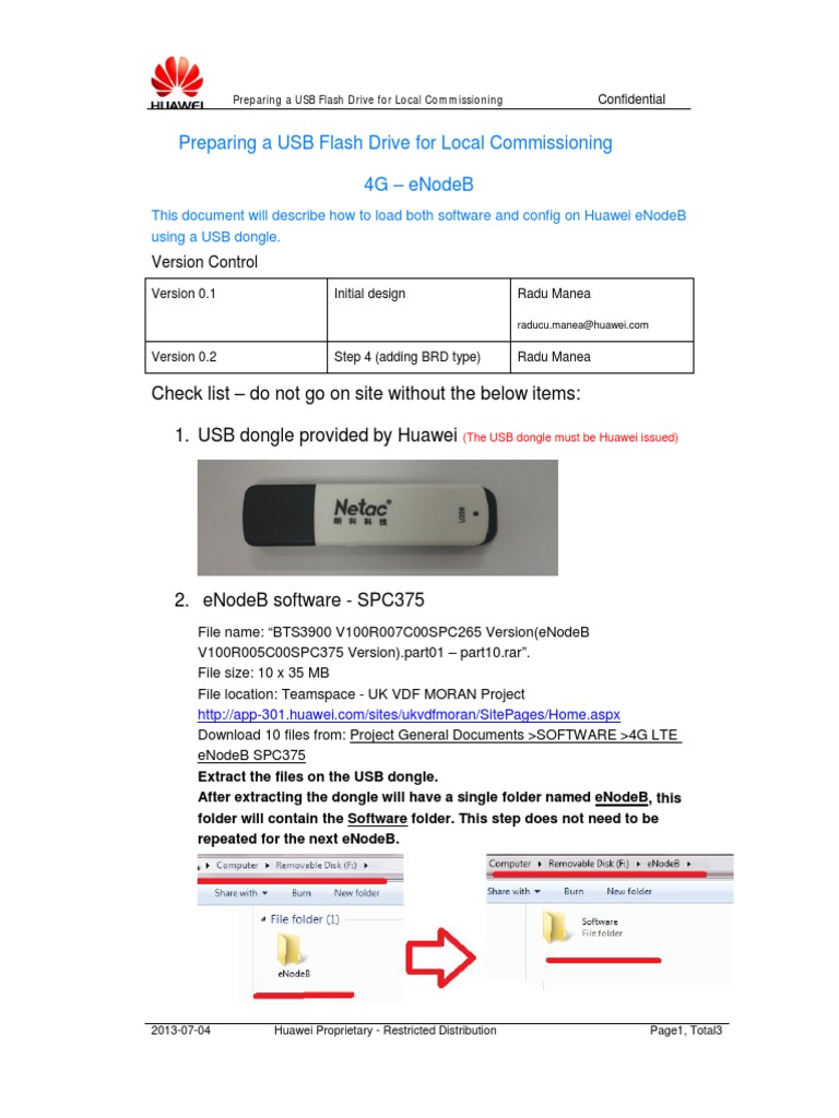 USB Setup for Huawei eNodeB Commissioning | PDF