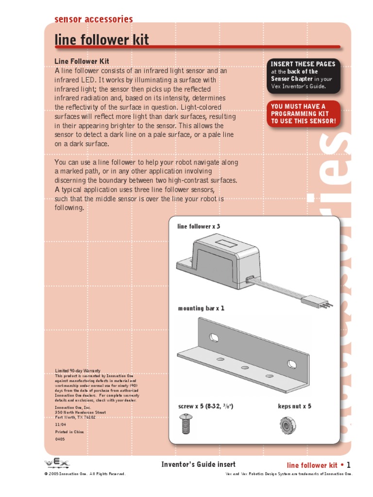 Line Follower Kit: Sensor Accessories | PDF | Infrared | Sensor