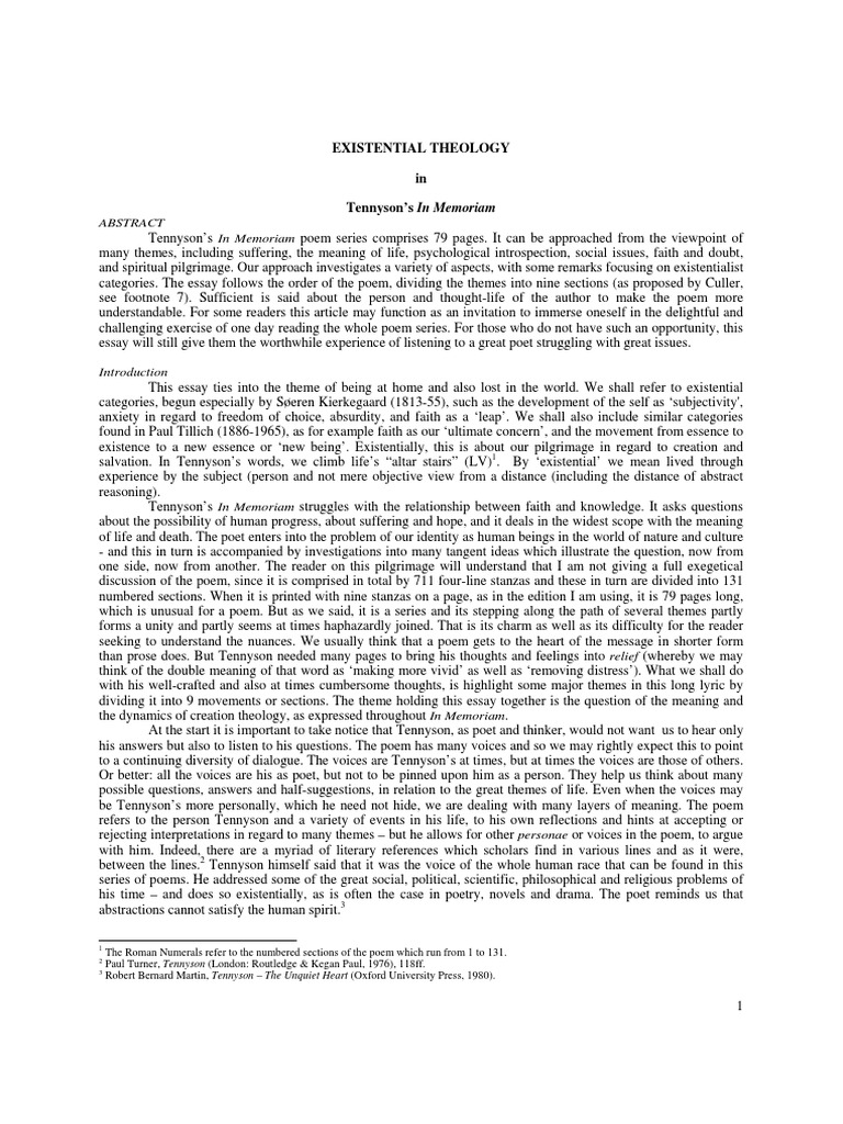 The Existential Undertones in Tennyson's Poetry | Download Free PDF ...