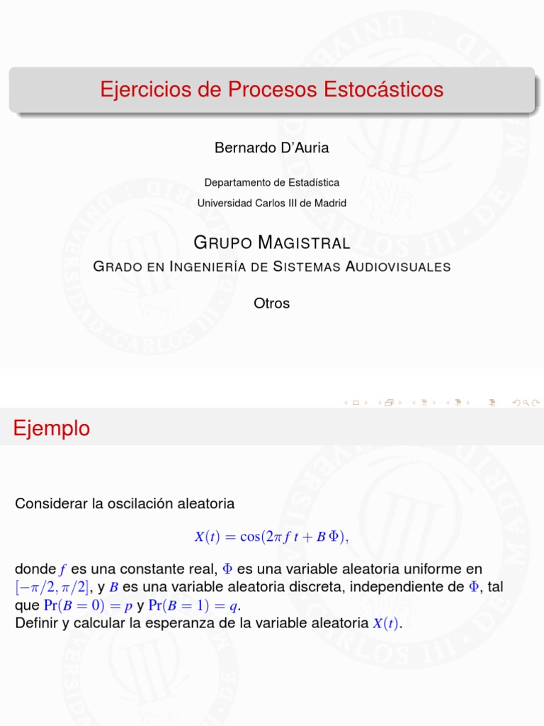 Ejercicios de Procesos Estocasticos | PDF | Autocorrelación | Variable ...